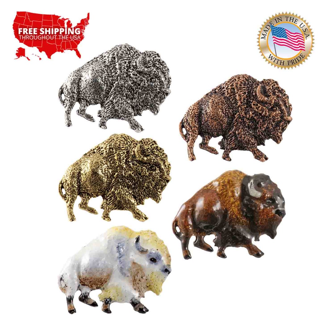Creative Pewter Designs Bison Buffalo Full Body Premium Pewter Lapel ...