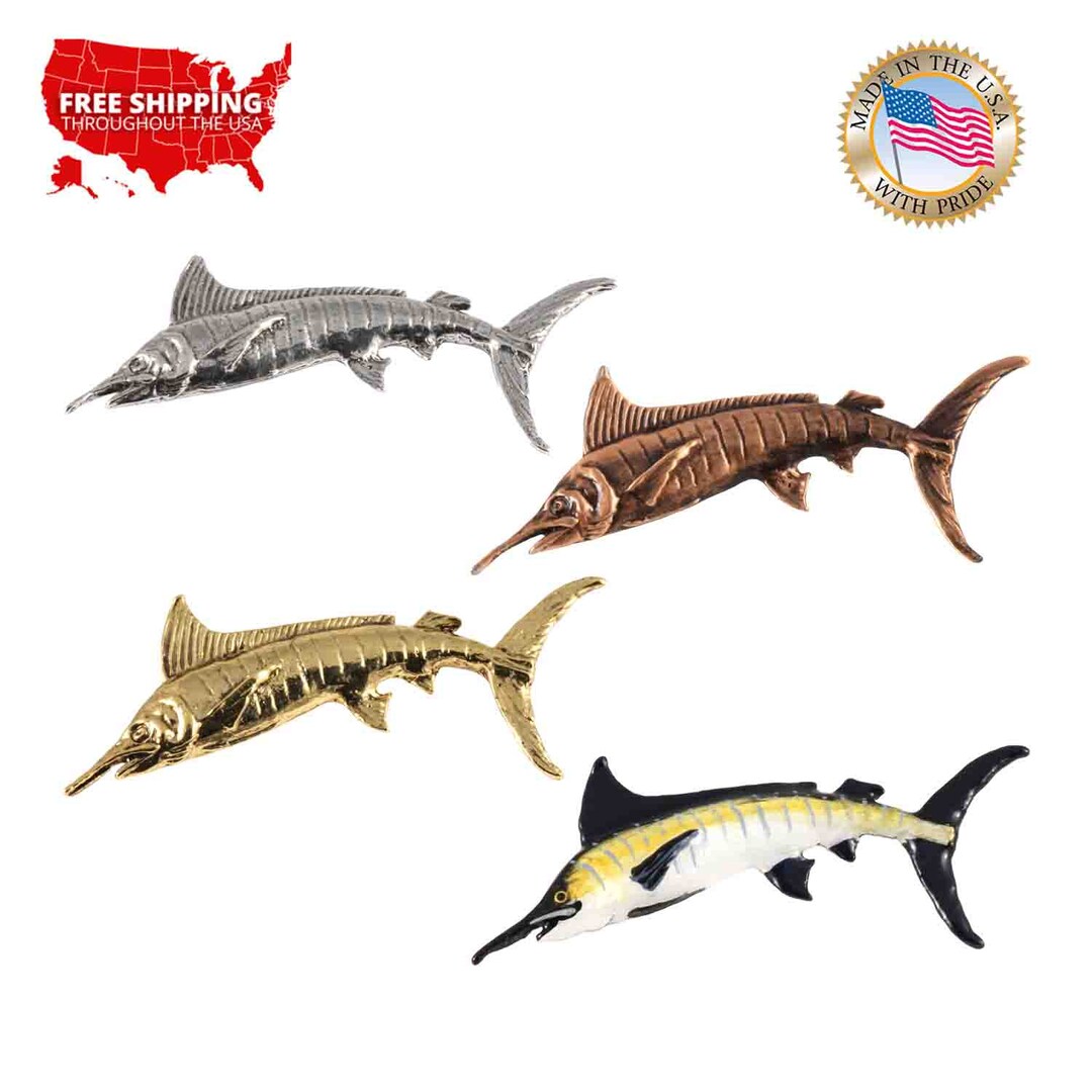 Marlin Fish Pin, Pewter, 2 1/2” Pin, S001, Marine Fish, Saltwater ...