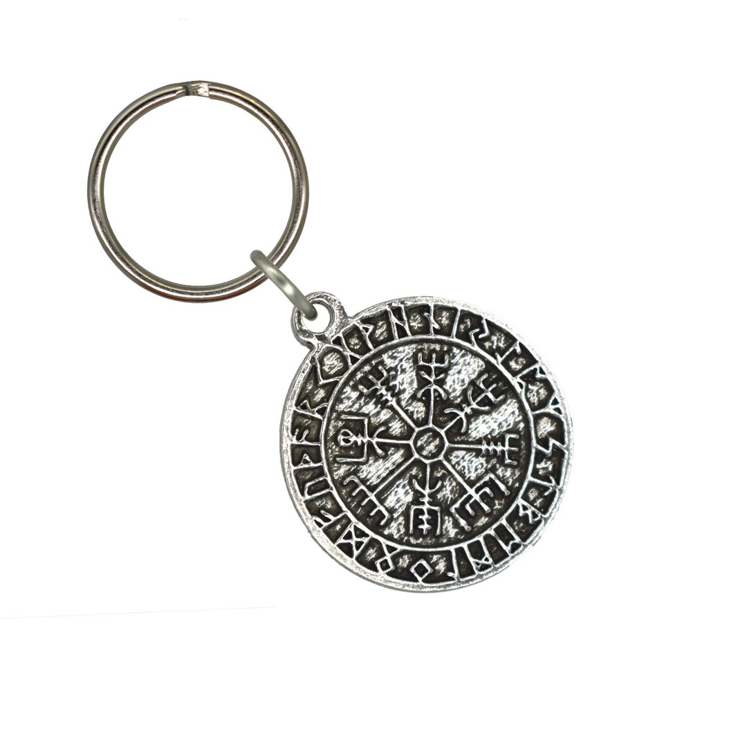Vegvísir Runes Viking Compass Keychain, G114KC, 1 1/2 Inch, Metal ...