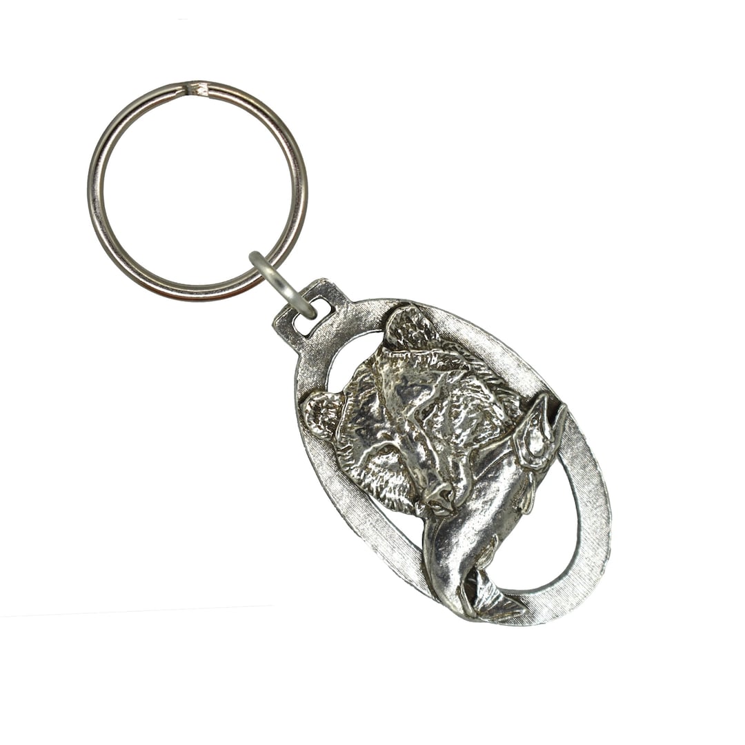 Grizzly Bear Head With Salmon Keychain, M037KC, 2 Inch, Fishing, Grizz ...