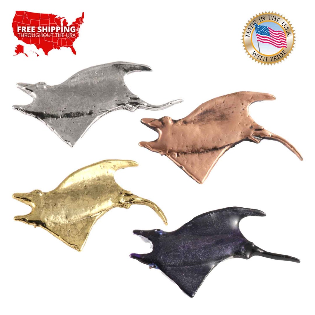 Manta Ray Pin, Pewter, Lapel, Hat, Pins, Brooch, Brooches, Jewelry ...