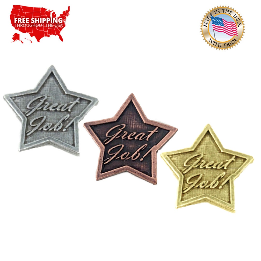 Great Job Star Pin, Pewter, Great, Job, Star, Worker, Lapel, Hat, Pins ...
