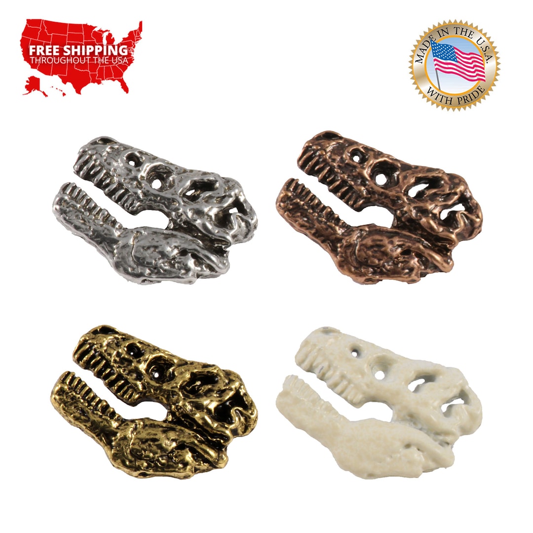 Tyrannosaurus Rex Fossilized Head Pin, Pewter, T-rex, Dinosaur, Fossil ...