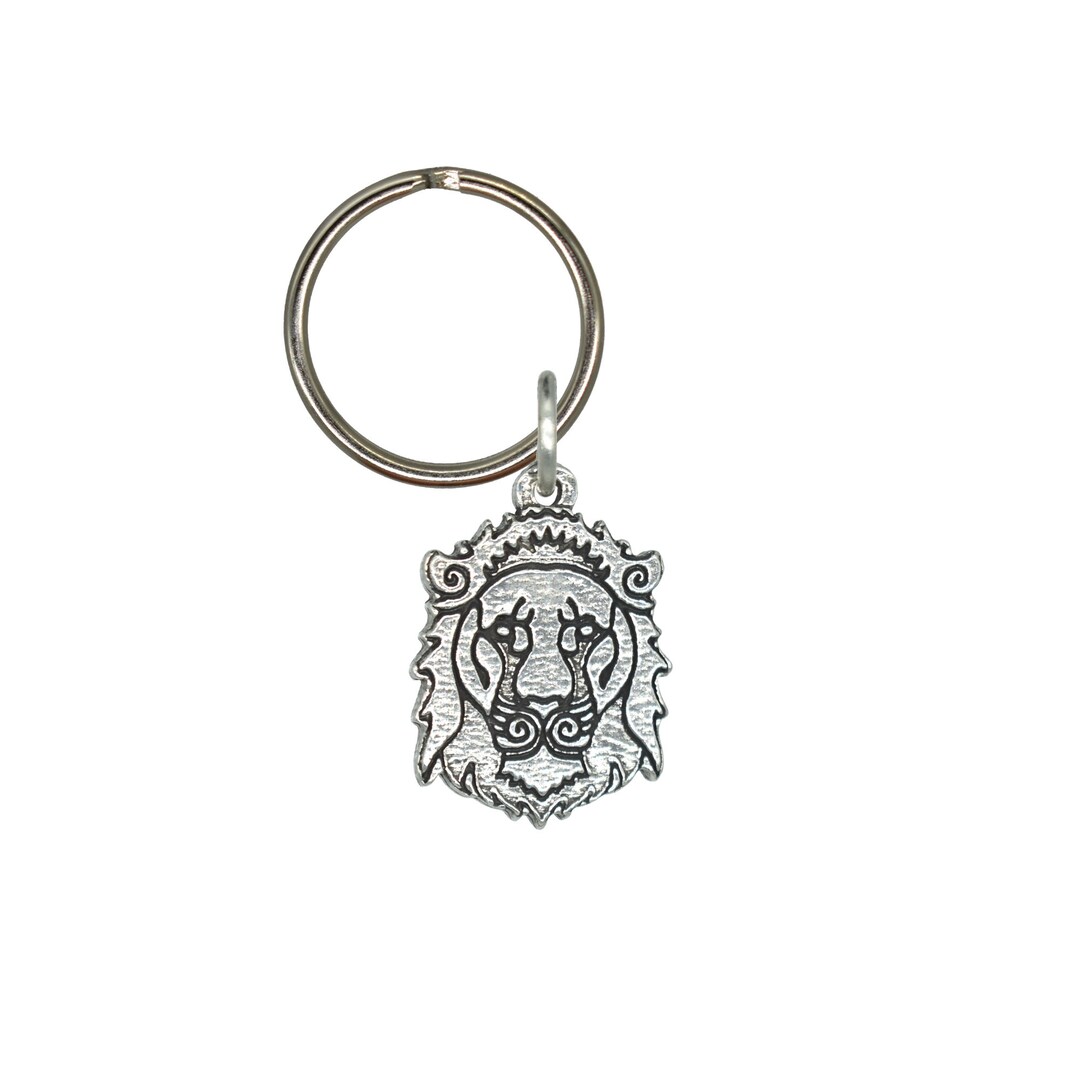 Lion Head Keychain, G102KC, 1 1/4 Inch, Metal, Viking, Norse, Pewter ...