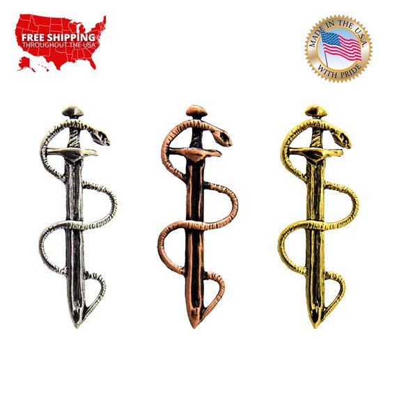 Sword and Snake Pin Rod of Asclepius Medicine Greek - Etsy