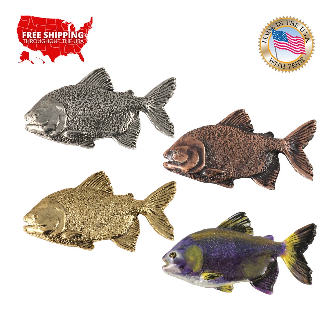 Creative Pewter Designs Pacu Fish Pewter Lapel Pin or Magnet - Etsy