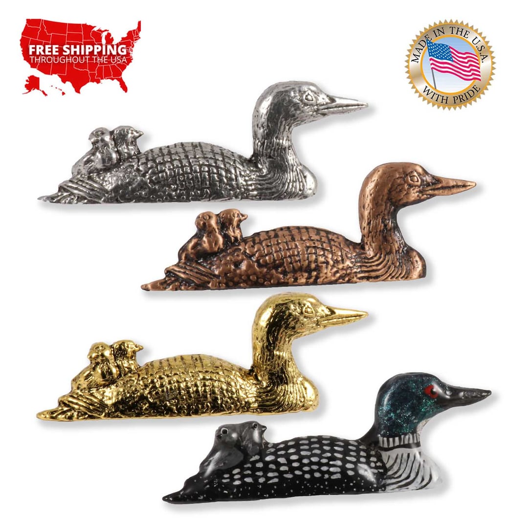 Creative Pewter Designs Loon With Chicks Bird Pewter Lapel Pin Brooch ...
