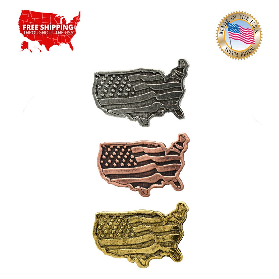 American Flag Pin, Pewter, American, Flag, USA, Patriotic, Lapel, Hat ...