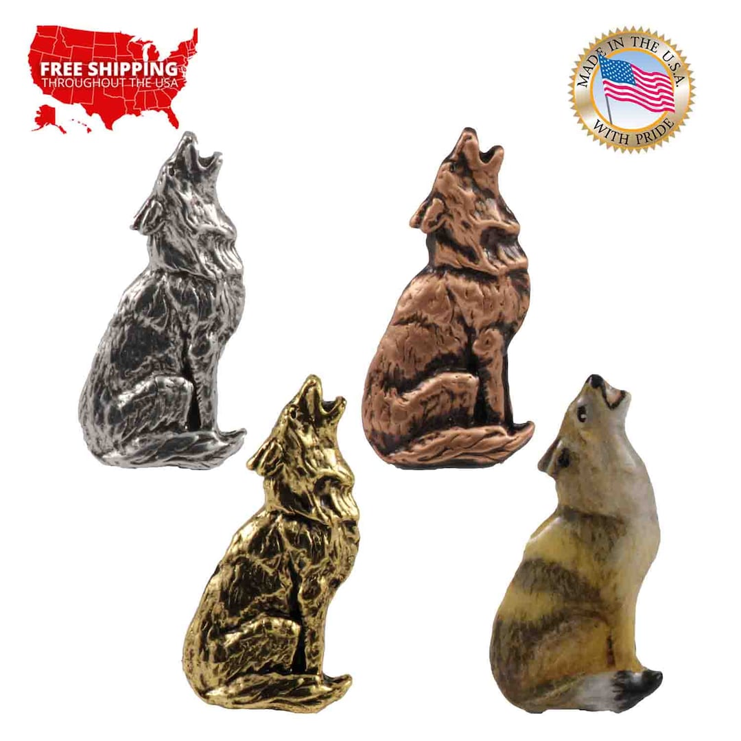 Wolf Howling Pin, Fridge Magnet, Sitting, M042, 1.25 Inches, Handmade ...