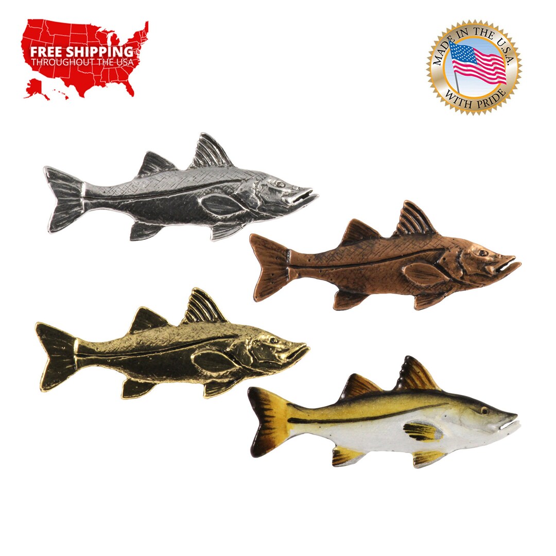 Snook Small Fish Pin, Pewter, Lapel, Hat, Pins, Brooch, Brooches ...