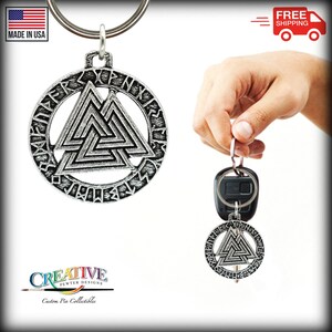 Viking Valknut in Runes Keychain, Norse, G028KC, Nordic, Celtic, Gothic ...