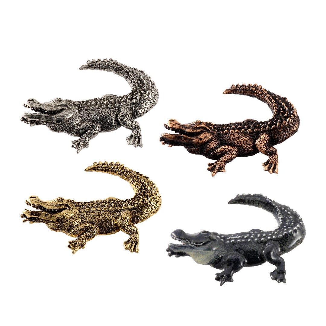 Large Alligator Pin, Metal, Realistic, Pewter, Crocodile, Reptile ...
