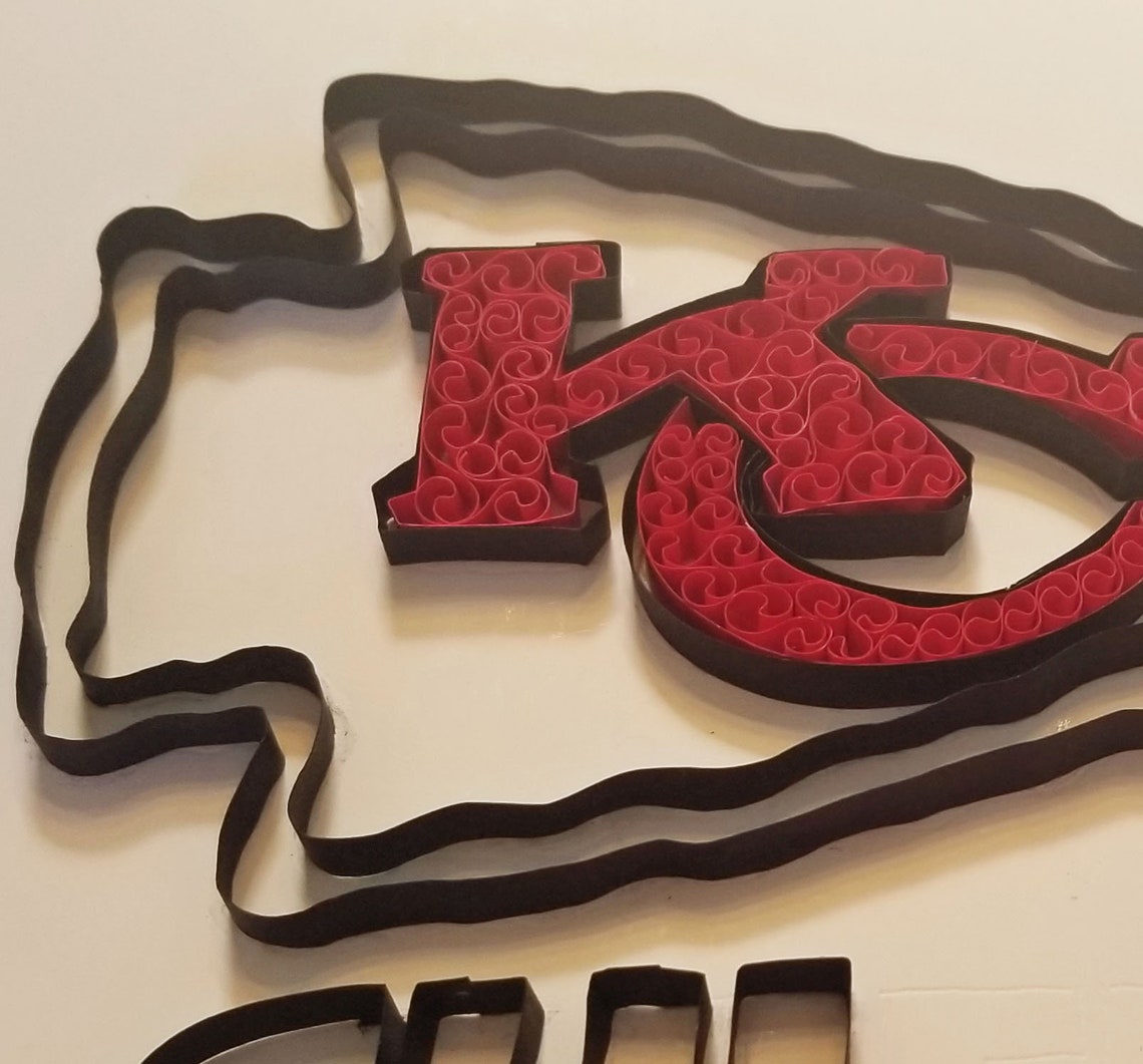 Framed "kc Chiefs Arrowhead" Paper Quilled Wall Art, Paper Filigree ...