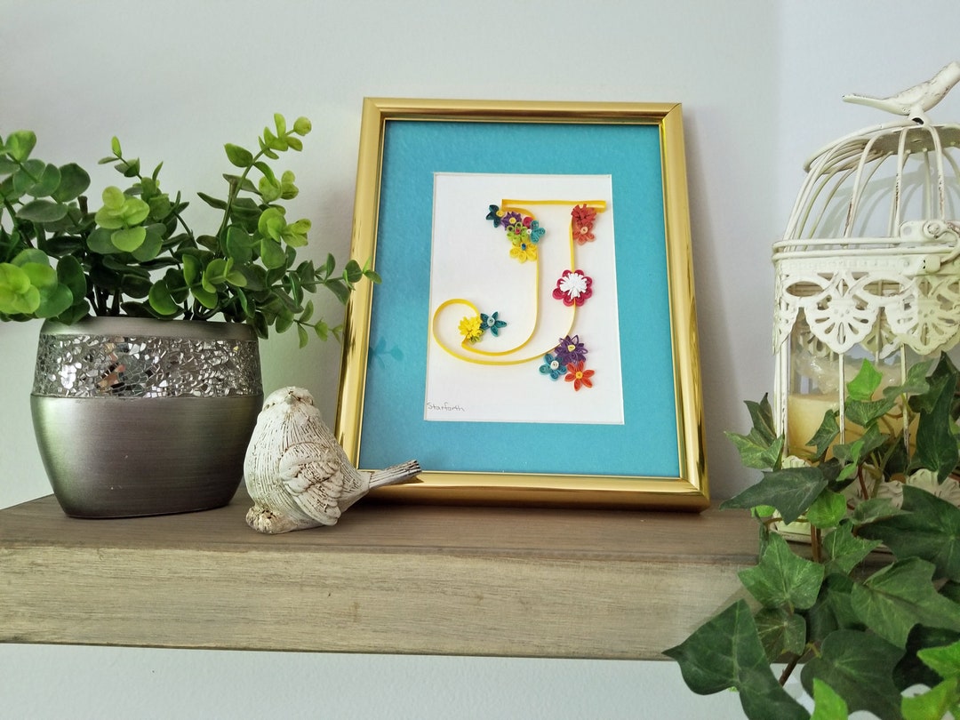 THE LETTER J Paper Quilled Handmade Wall Art, Monogrammed Letter J ...