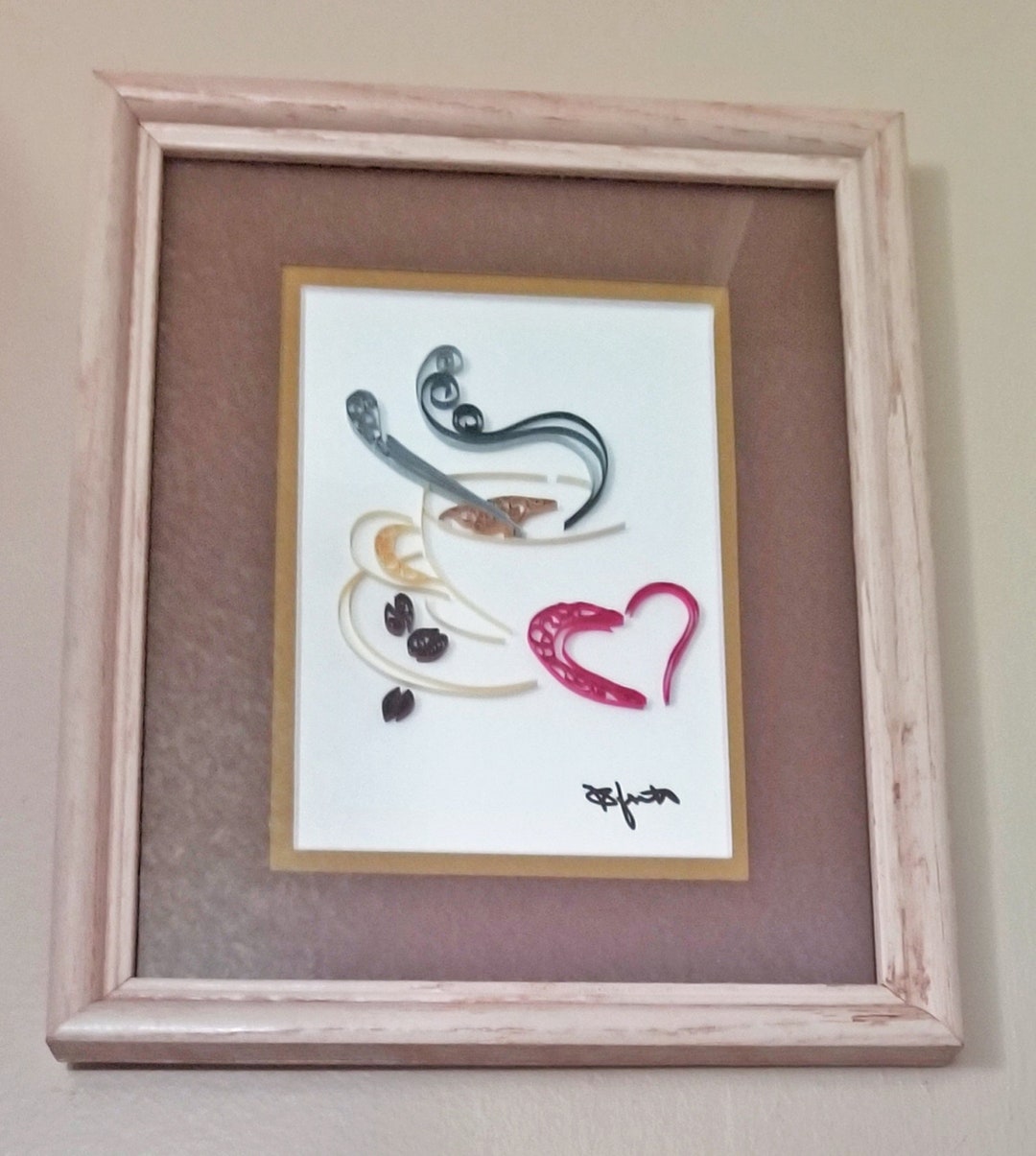 Framed "for the LOVE of Coffee" Paper Quilled Handmade Wall Art, Coffee ...