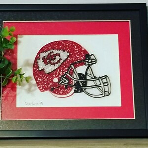 Framed KC Chiefs Helmet Paper Quilled Wall Art, Paper Filigree Football ...