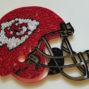 Framed KC Chiefs Helmet Paper Quilled Wall Art, Paper Filigree Football ...