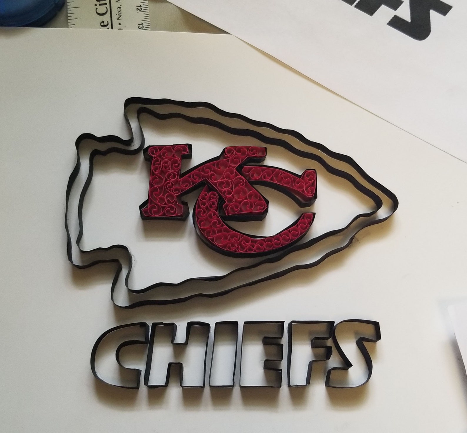 Framed "kc Chiefs Arrowhead" Paper Quilled Wall Art, Paper Filigree ...