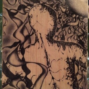 Wood block art of Original Drawing Tattoo Man in | Etsy