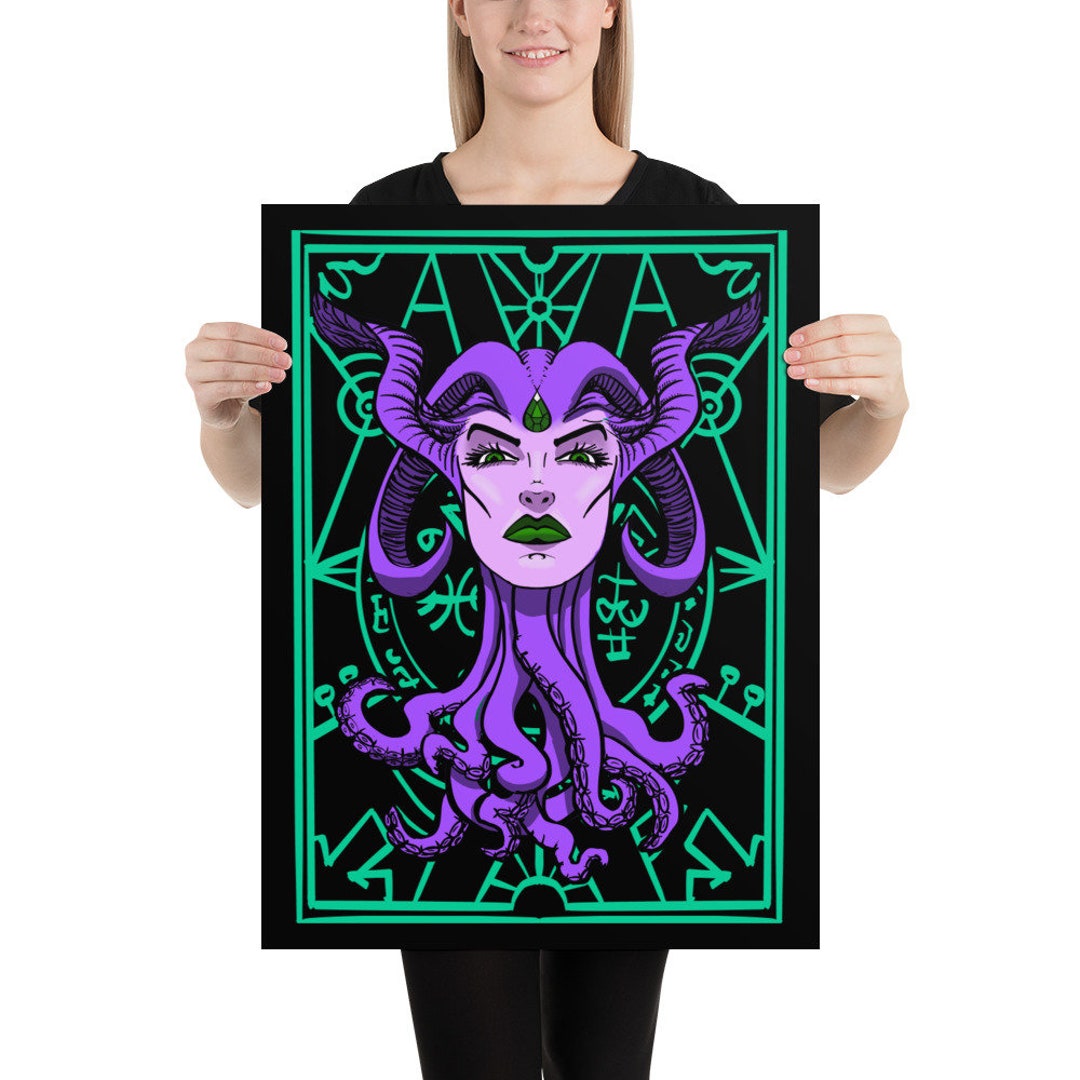 Colorful Octo Queen Head With Tentacles - HP Lovecraft Inspired Art on ...
