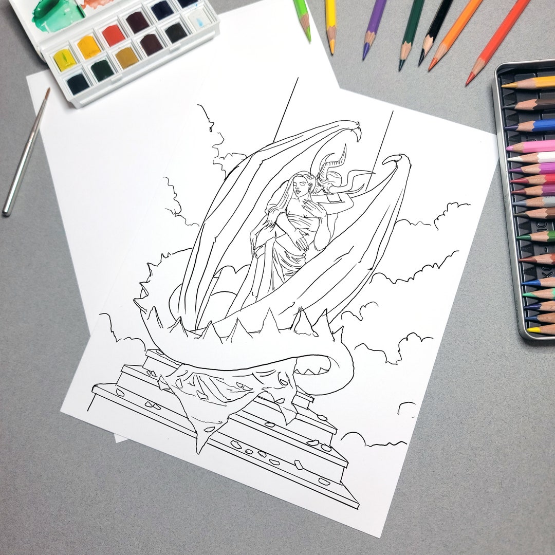 Eros and Psyche Loving Embrace Coloring Page Adult Fantasy Art Page. - Etsy