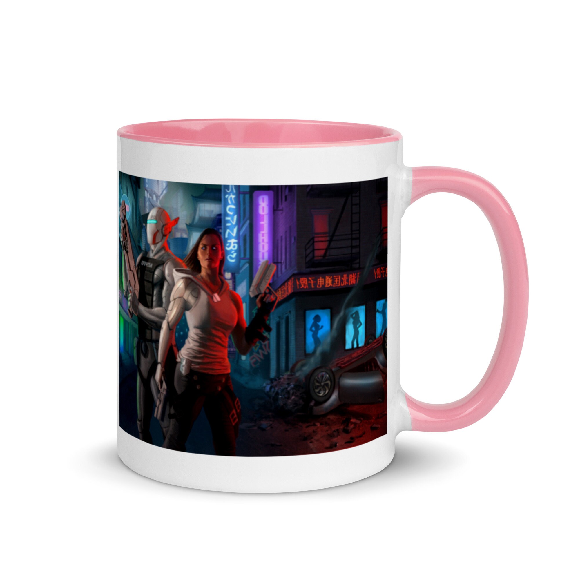 Cyberpunk Showdown, Mug With Color Inside Coffee and Tea Cups Coffee ...
