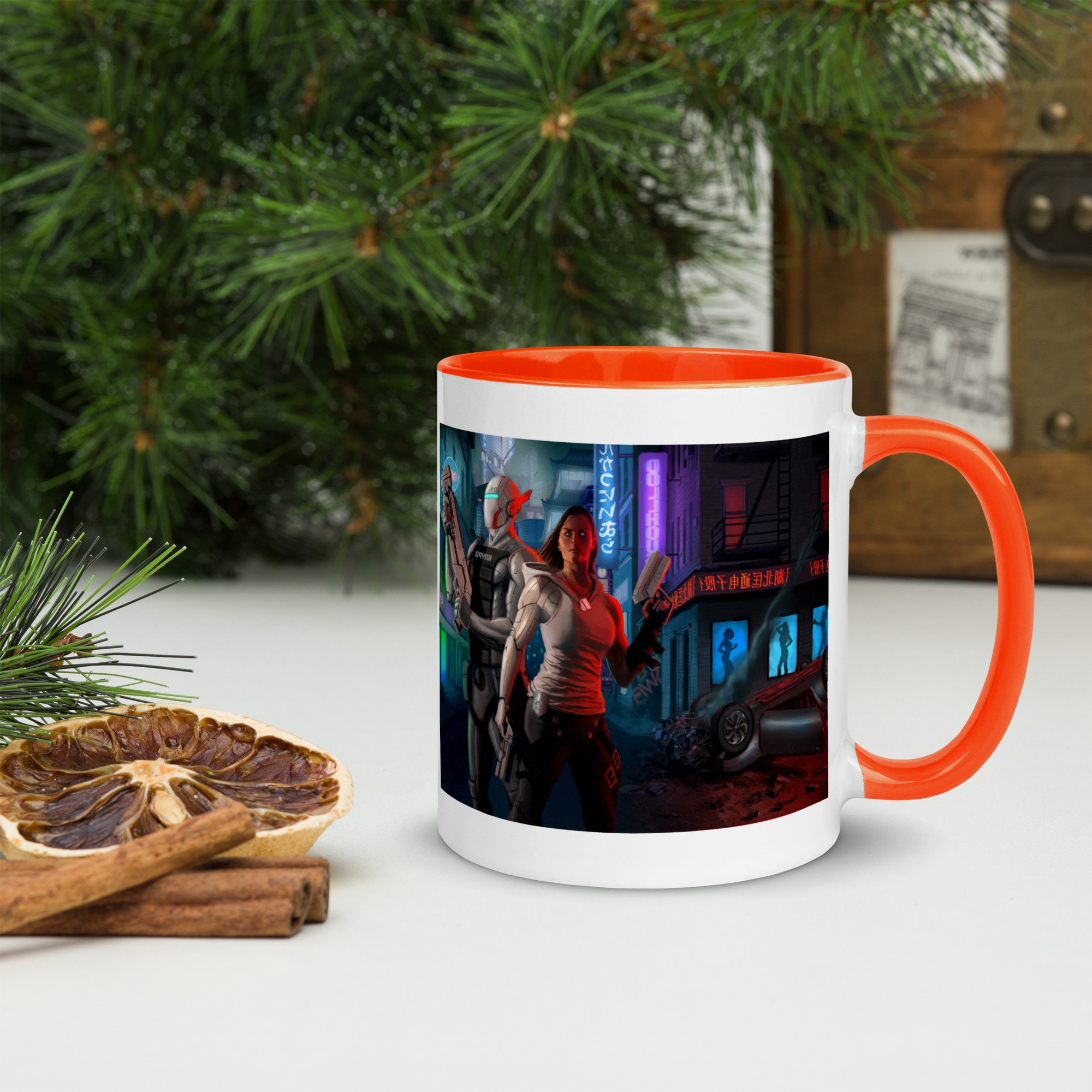 Cyberpunk Showdown, Mug With Color Inside Coffee and Tea Cups Coffee ...