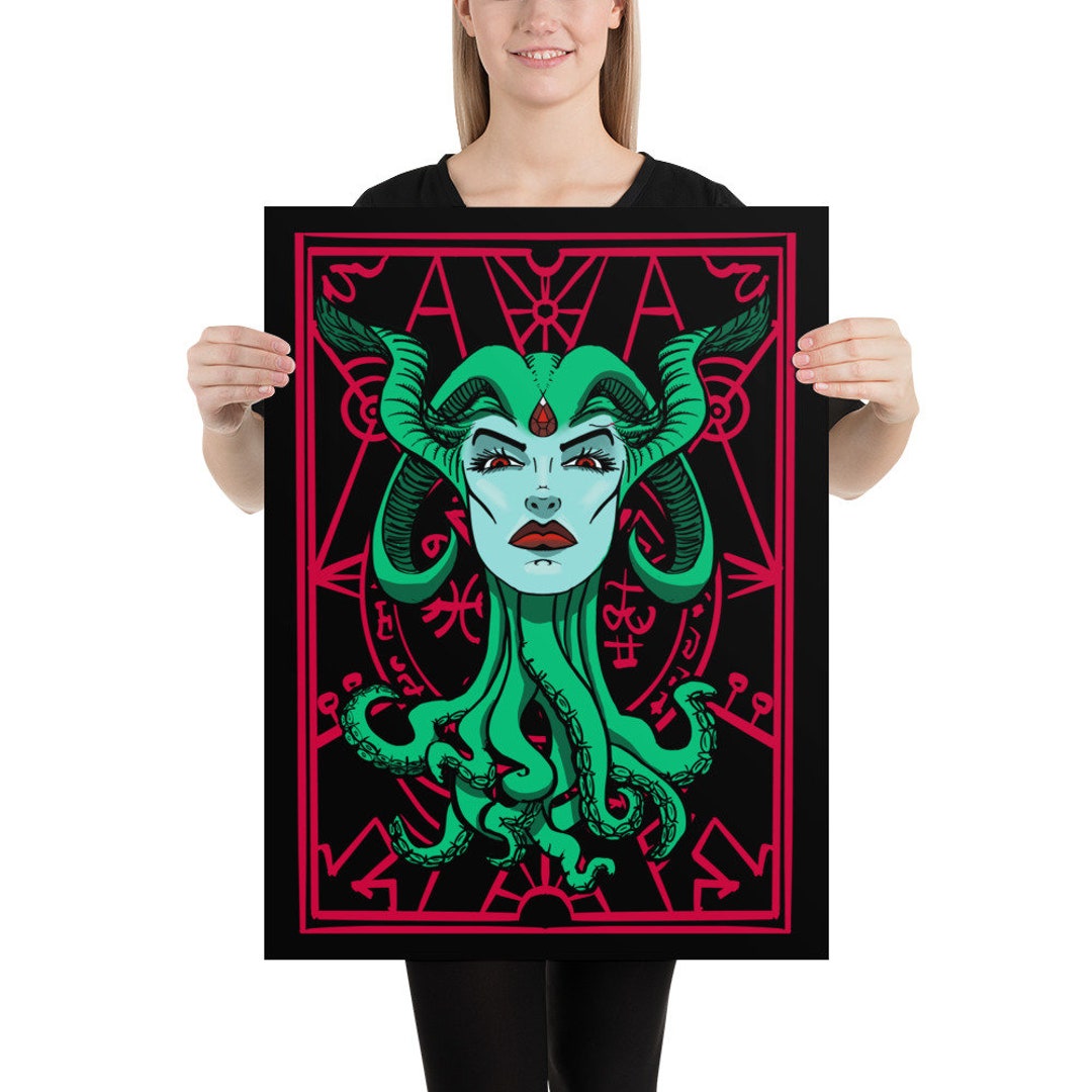 Colorful Octo Queen Head With Tentacles HP Lovecraft Inspired Art on ...