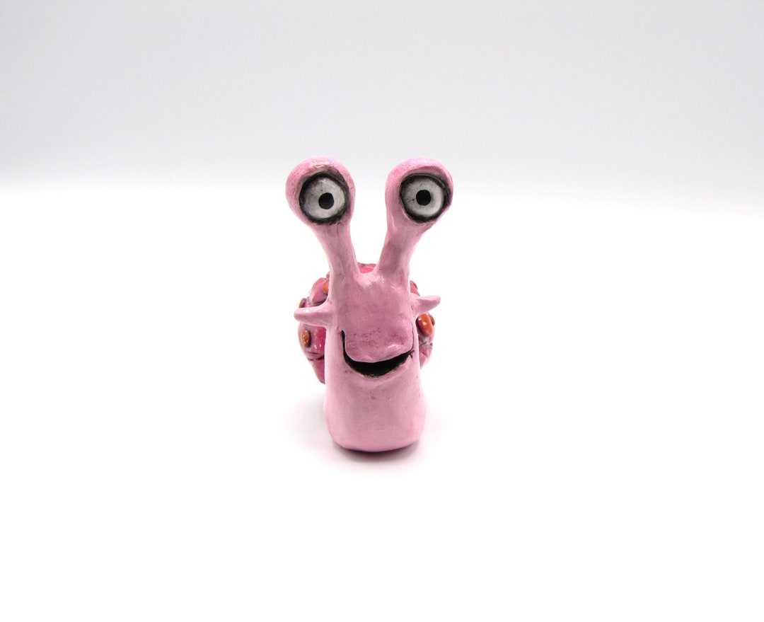 Pink Snail, Whimsical Silly Snail, Desk Buddy, Snail Lover Gift, - Etsy