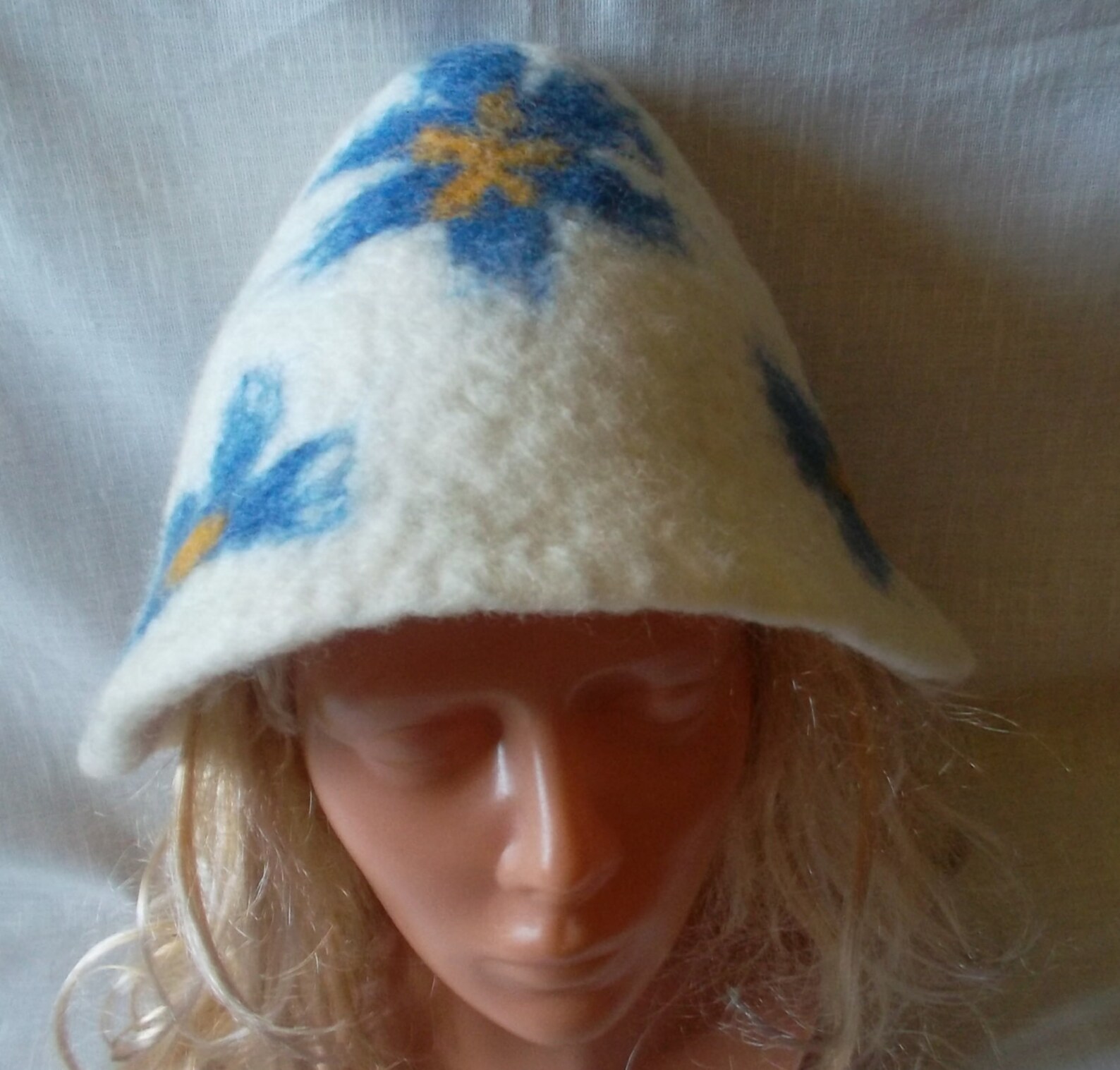 Sauna Womens Hat Felted Handmade Bath Cap Wool Sauna Hat Water Flowers ...