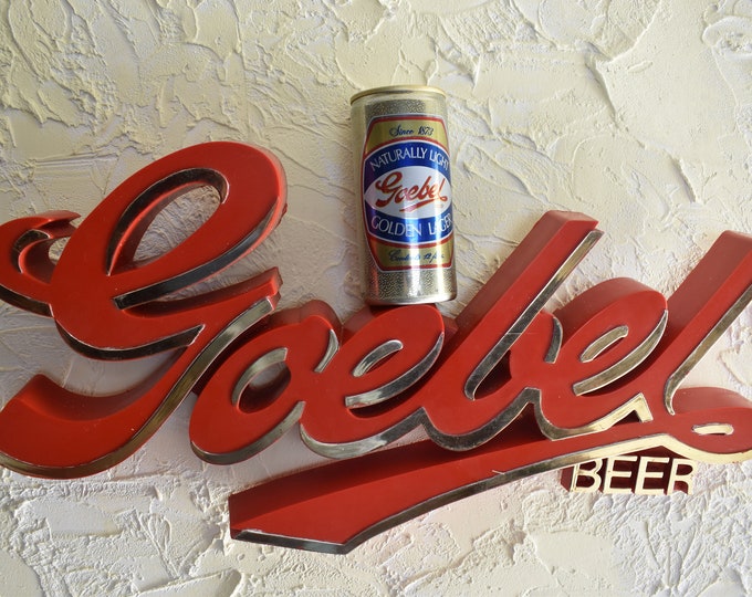 1963 to 1964 Goebel Beer Cutout Plastic Sign Red With Gold Trim With ...