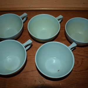 Lot of 5 Vintage Circa 1960s MELMAC Turquoise Tea Cups or Coffee Cups ...