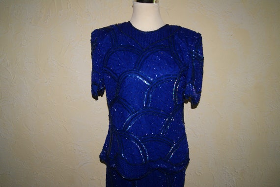 LAURENCE KAZAR Royal Blue Matching Formal Wedding Dre… - Gem