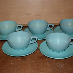 Lot of 5 Vintage Circa 1960s MELMAC Turquoise Tea Cups or Coffee Cups ...