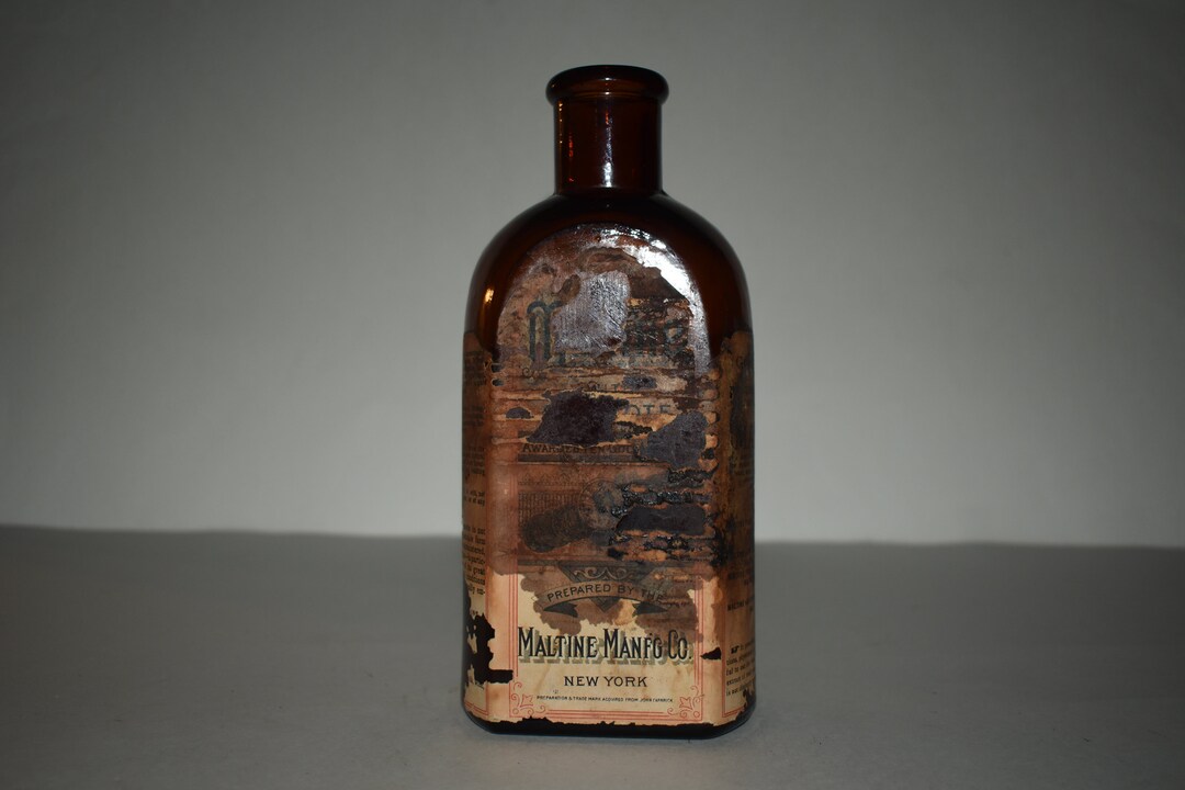 Vintage Late 1800s to Early 1900s Amber Glass MALTINE 16 Ounce Bottle ...