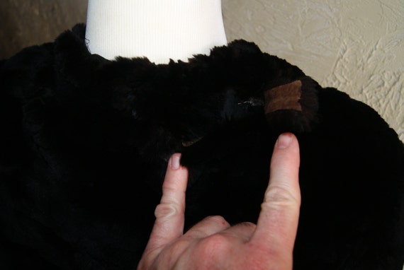 Vintage Victorian Era Black Dyed Rabbit Fur Capelet U… - Gem