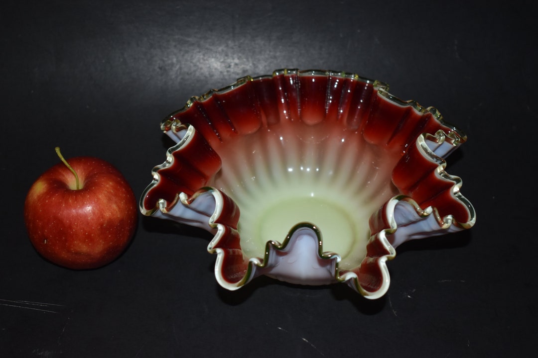 Late 1800s Early 1900s Bohemian Glass Art Glass Cased Glass Vaseline ...