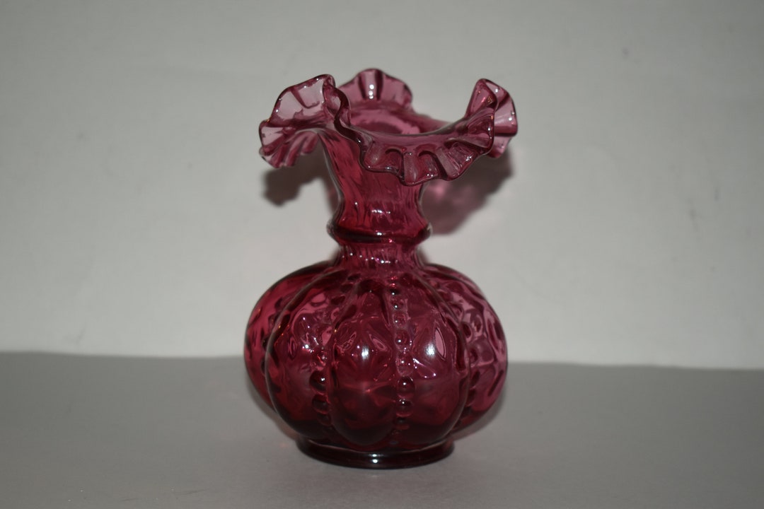 Vintage Circa 1950s Mid Century MCM Fenton Glassware Cranberry Melon ...