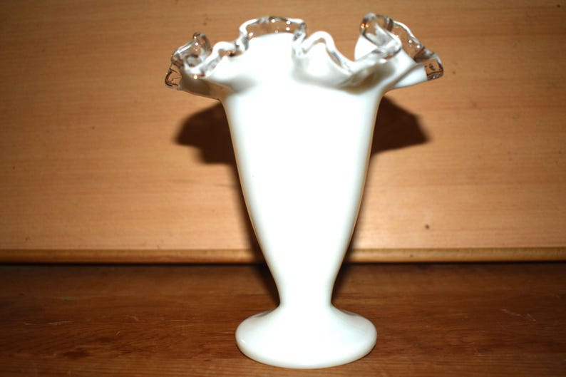 Vintage Fenton Silvercrest Vase: 1960s Milk Glass With Ruffled Edge - Etsy