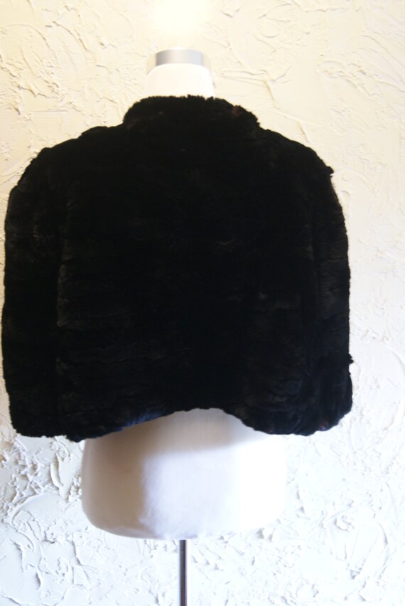 Vintage Victorian Era Black Dyed Rabbit Fur Capelet U… - Gem