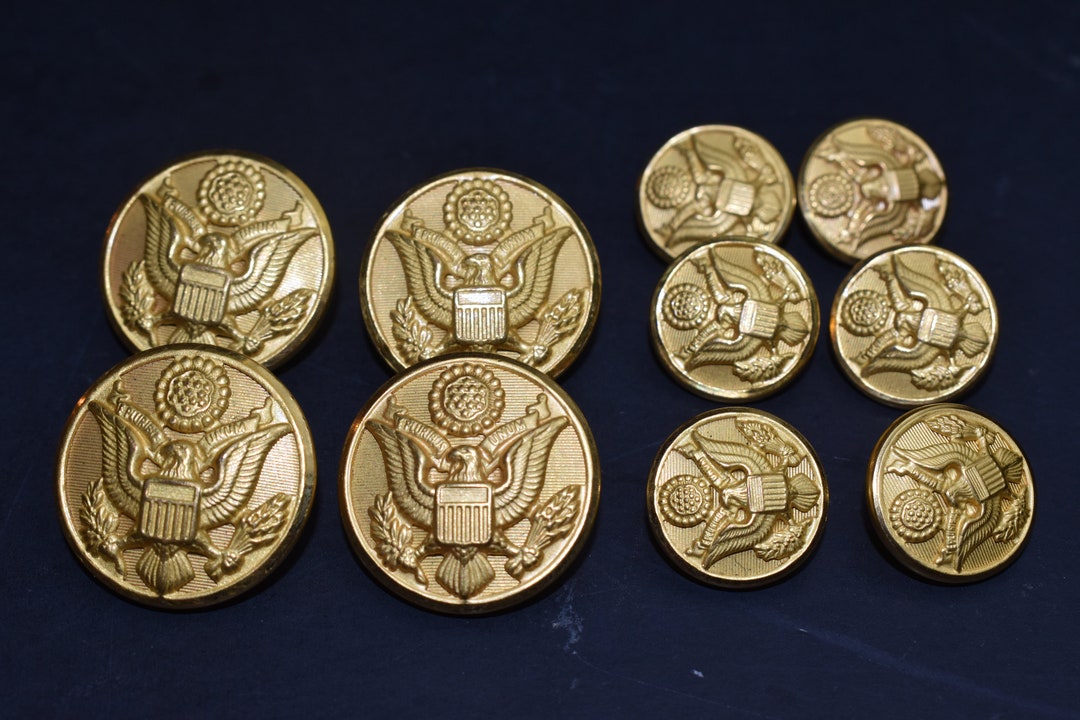 Vintage 24KT Gold Plate Military Buttons: Eagle Motif, Set of 10 - Etsy