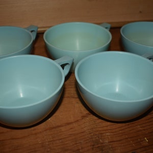 Lot of 5 Vintage Circa 1960s MELMAC Turquoise Tea Cups or Coffee Cups ...