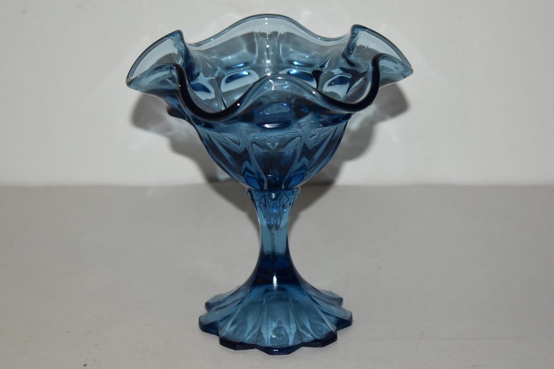 Authentic Vintage Circa 1970s Fenton Blue Glassware Compote With ...