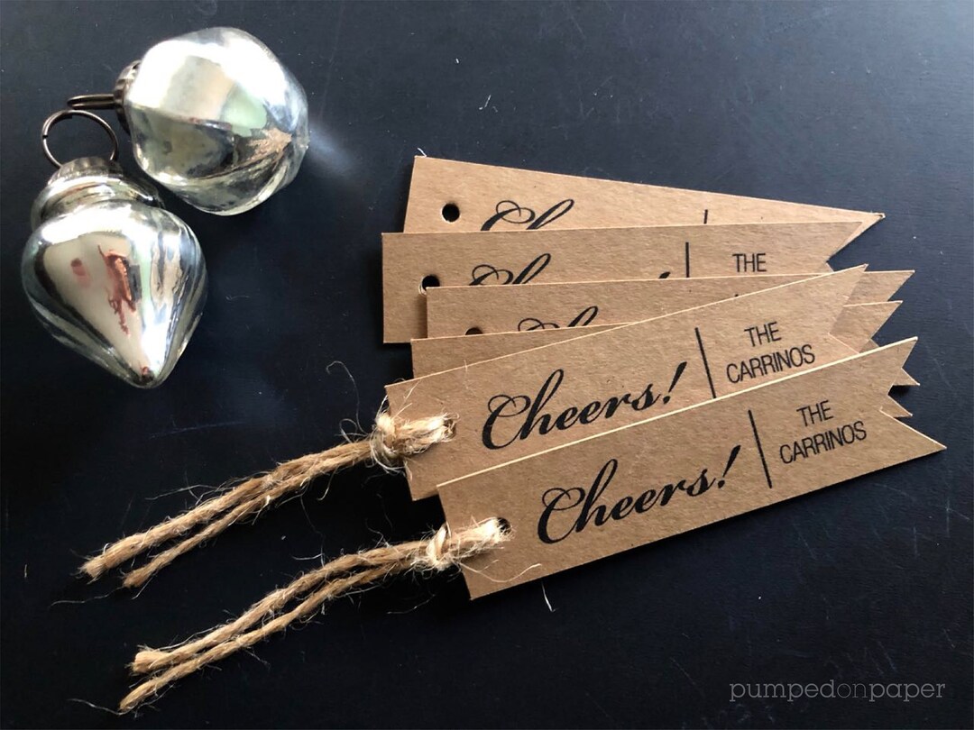 Cheers Personalized Gift Tags - Custom Wedding Favor Tags - Thank You ...
