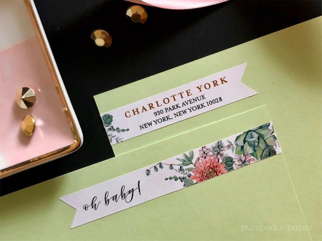 Oh Baby! Baby Shower Address Labels, 28 Succulent Return Address Labels ...