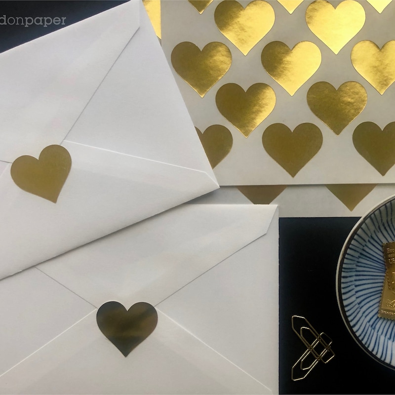 Gold Heart Stickers - Etsy
