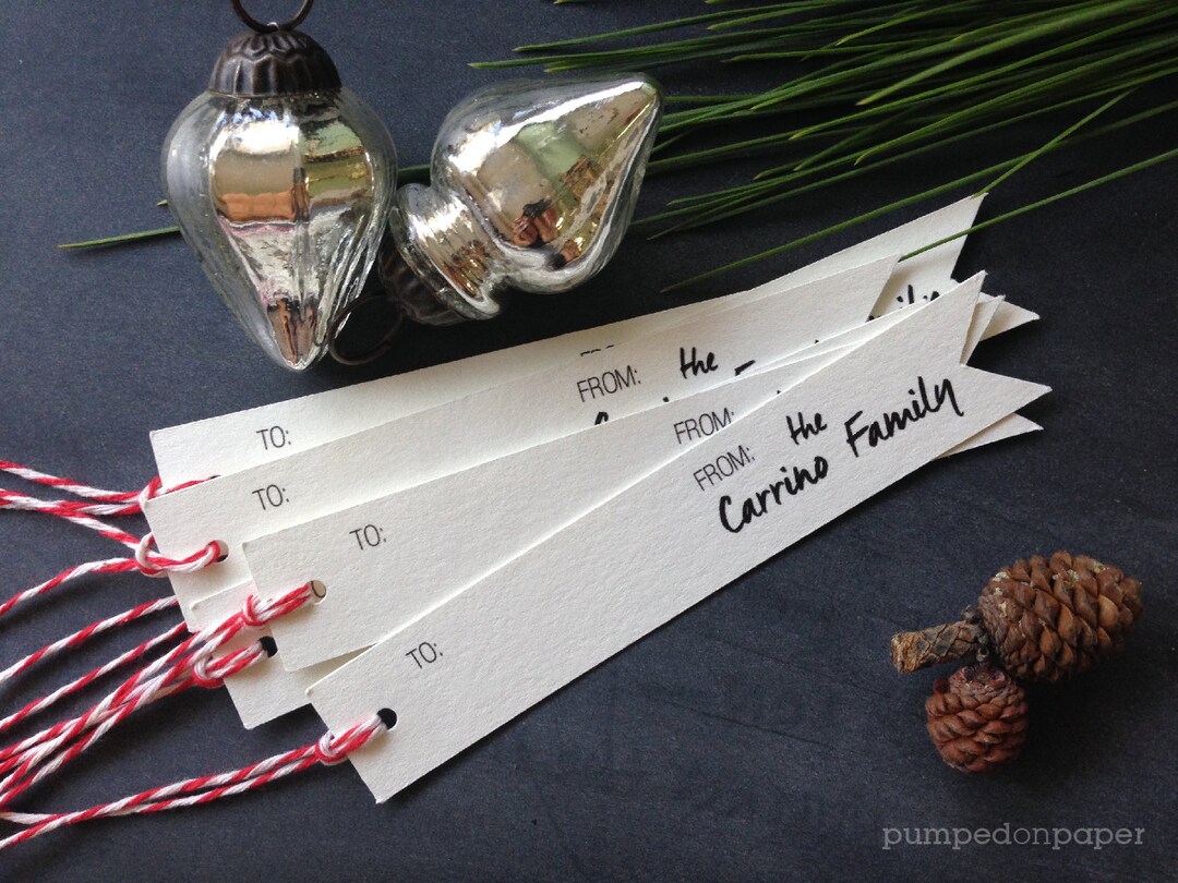 Holiday Gift Tags - Personalized Gift Tag - Banner Shape - Set of 20 - Etsy