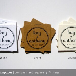 Square Gift Tags - Personalized - Wedding Favor Tags - 2.25" X 2.25 ...