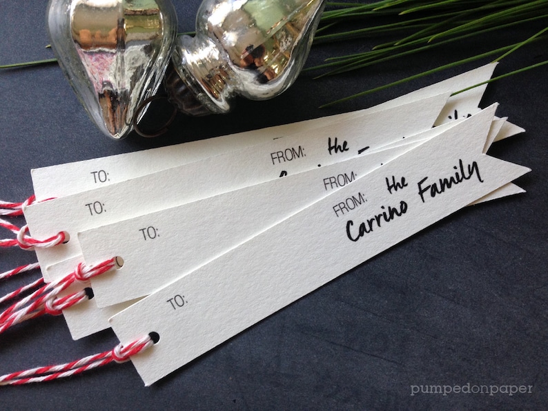 Holiday Gift Tags - Personalized Gift Tag - Banner Shape - Set of 20 - Etsy