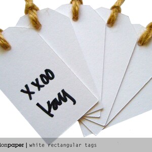 White Gift Tags - Rectangular - Rustic - Set of 20 - Etsy